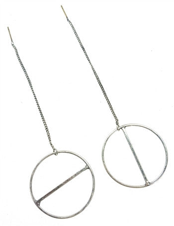 Long Silver Hoops with Chain – 1900 House and Home
