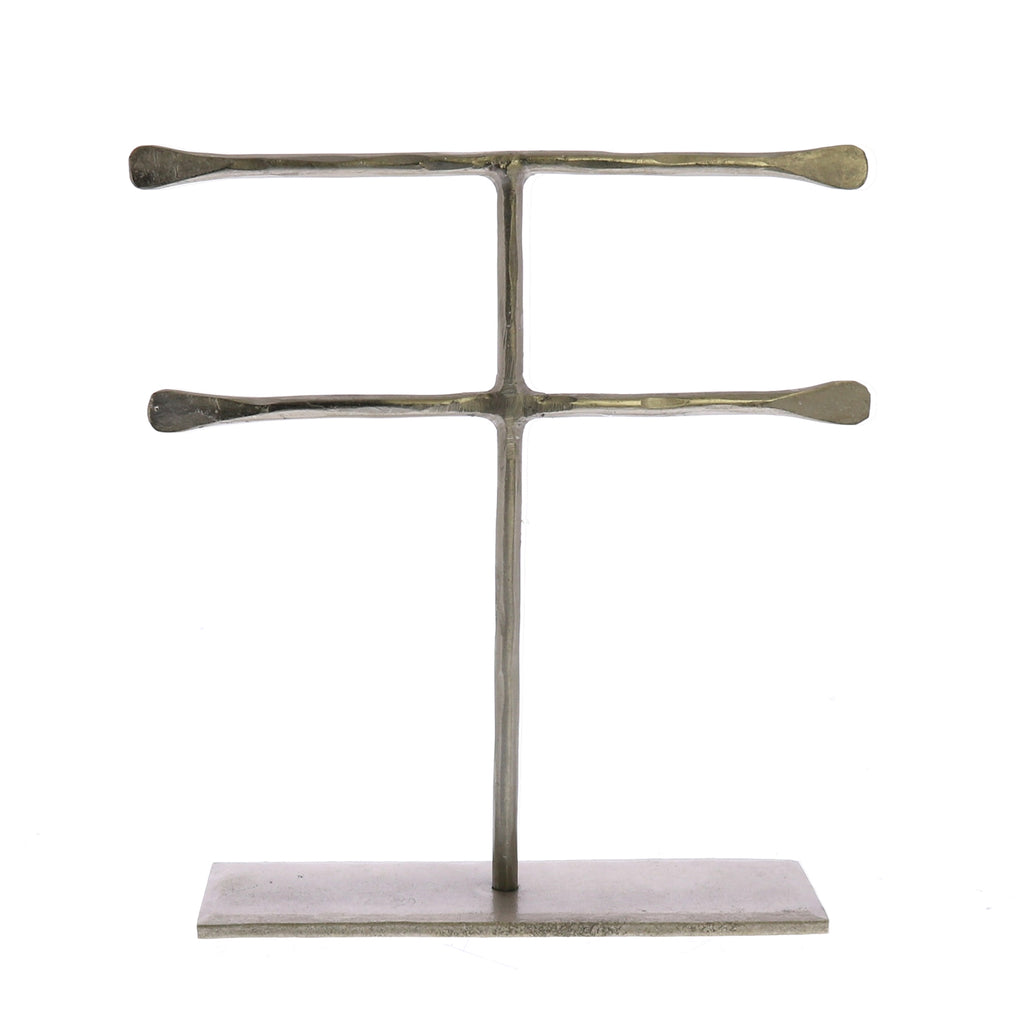 Silver Forged Iron Double T-Stand Jewelry Stand – 1900 House and Home